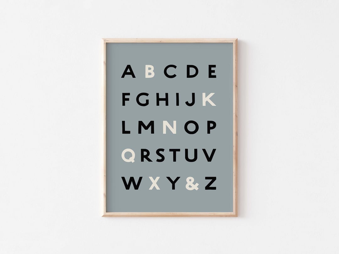 Blue Alphabet poster, ABC print, Educational children’s prints ...
