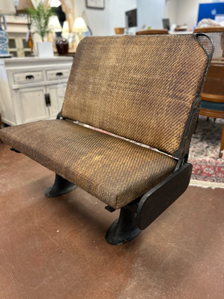 Vintage Rattan and Cast Iron NYC Subway Bench | Turn the Tables ...