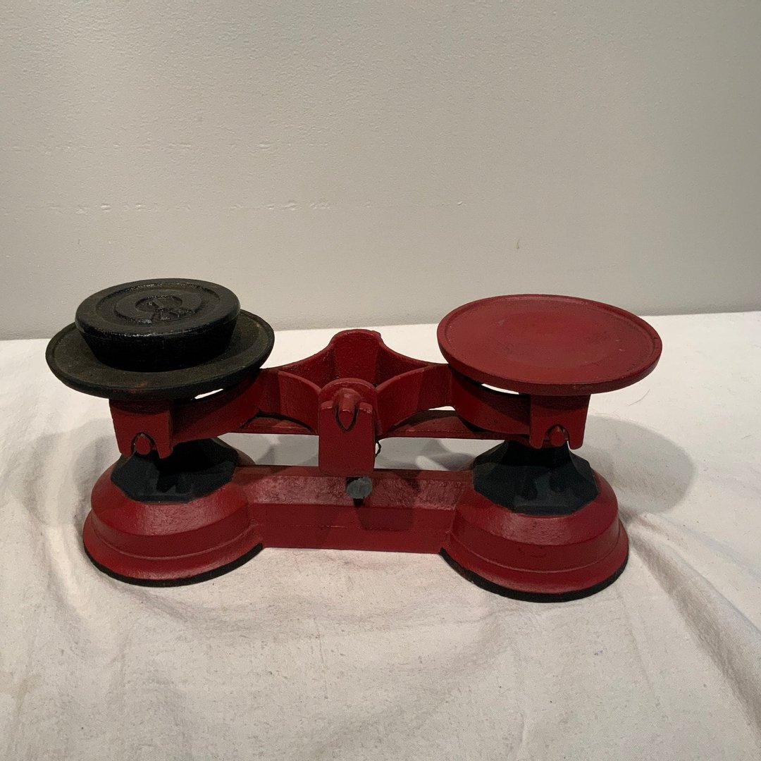 Antique Cast Iron Balance Scale General Store Candy 1lb Weight | People ...