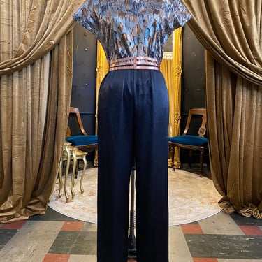 1980s jumpsuit, patra, vintage pantsuit, eyelash metallic, small, cap ...