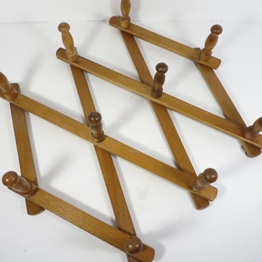Vintage Accordion Expandable Peg Rack - Wood Folding | Monochrome ...
