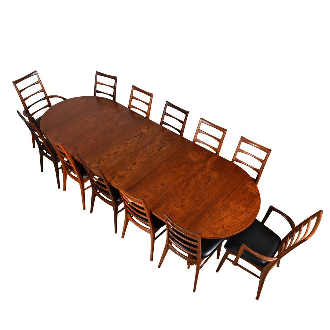 Rare Oval Expanding Dining Table in Teak w Double Pedestals | Modern ...