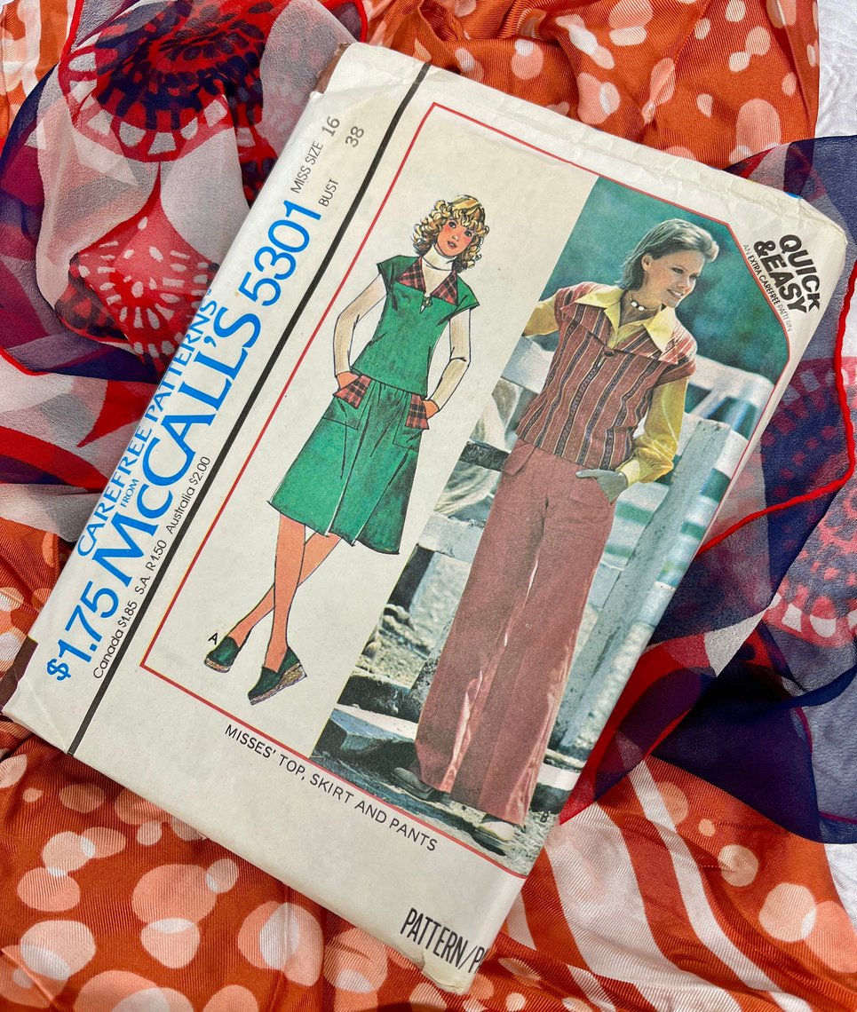 Vintage 70s Sewing Pattern, Wide Legs Pants, Skirt, Tops, Complete ...