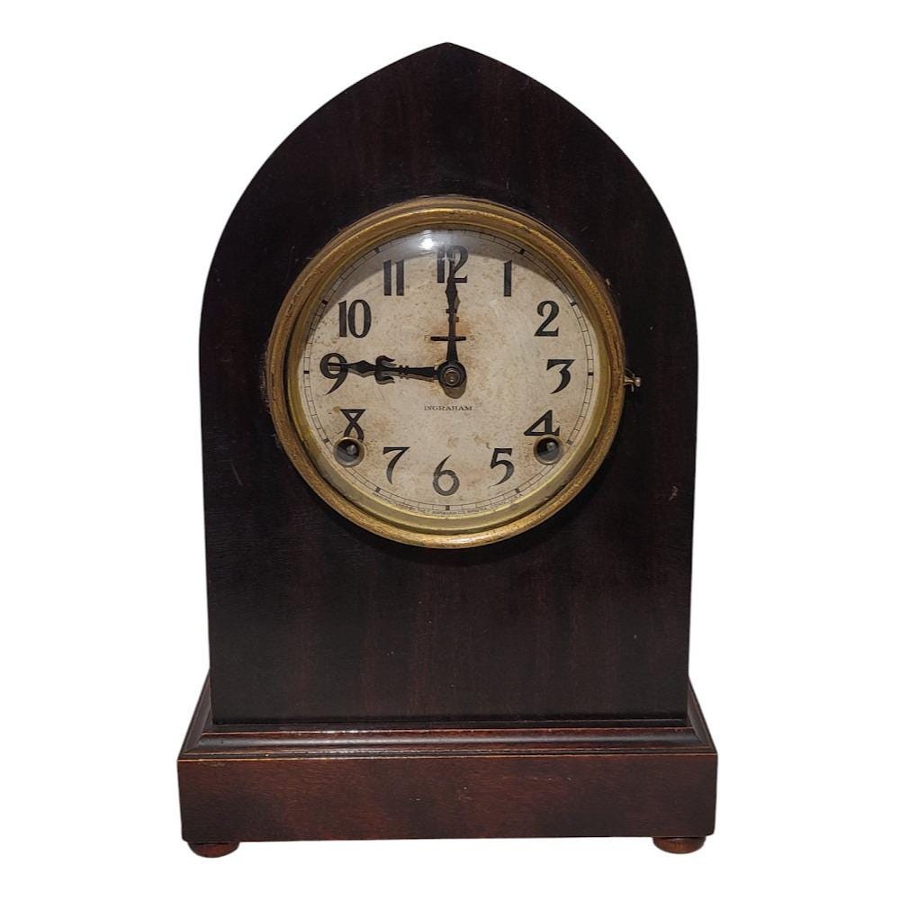 Antique Ingraham Walnut Wood 8 Day Mantle Clock Bristol | Making Mid ...