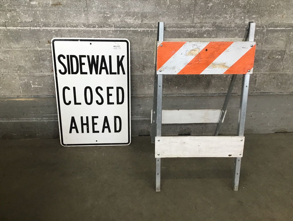 Fold Up Sidewalk Closed Ahead Sign (Seattle) | Second Use - Seattle and ...