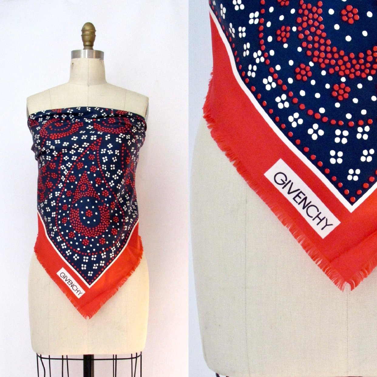 GIVENCHY Vintage 70s Scarf | 1970s Silk Paisley Polka | Love Street ...