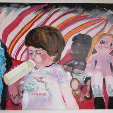 Original 1996 PEARL MINTZER Expressionist Portrait PAINTING Large 48x60 ...