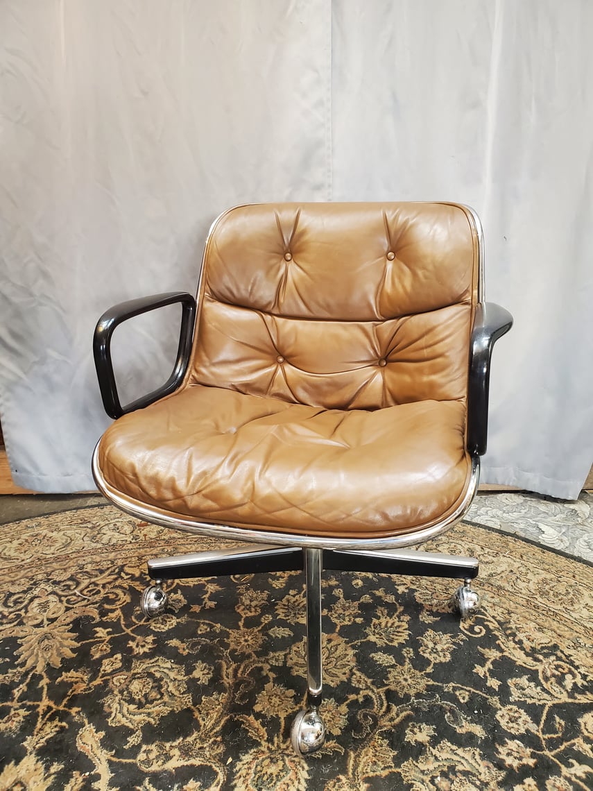 Shepard Leather Rolling Chair 26.25"W X 30"H X 28"D | Earthwise ...