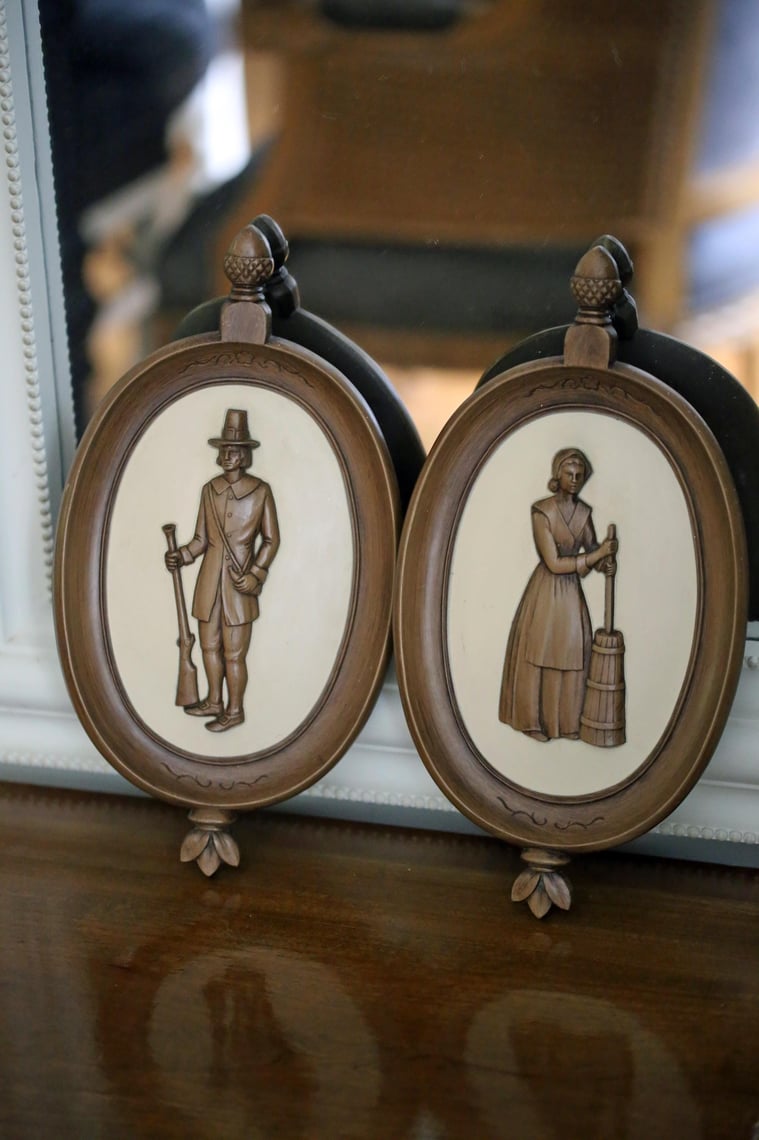 Vintage 1960s Puritan Man & Woman | Pilgrim Wall Plaques | Thanksgiving ...