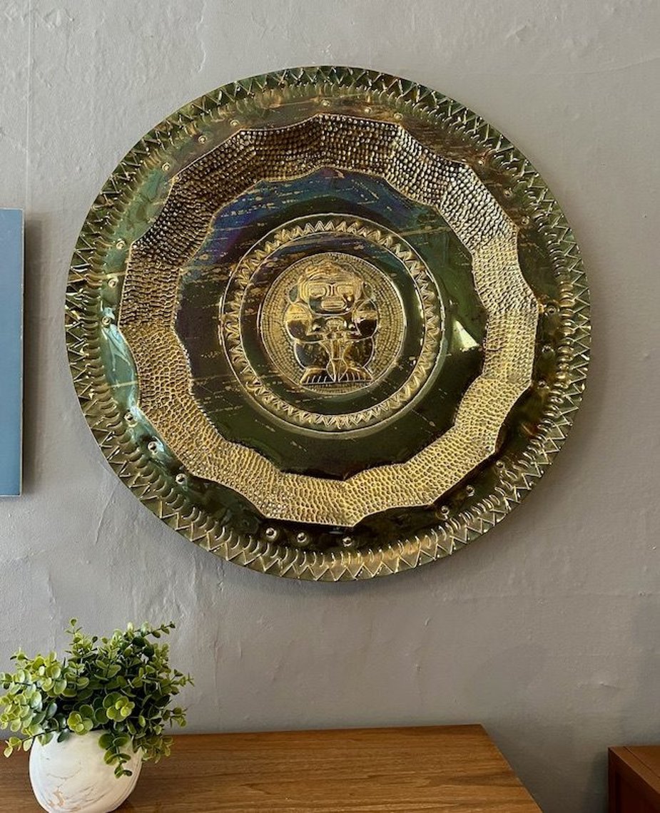 Large Vintage Mayan / Peruvian Mixed Metal Decorative Shield | Circa ...