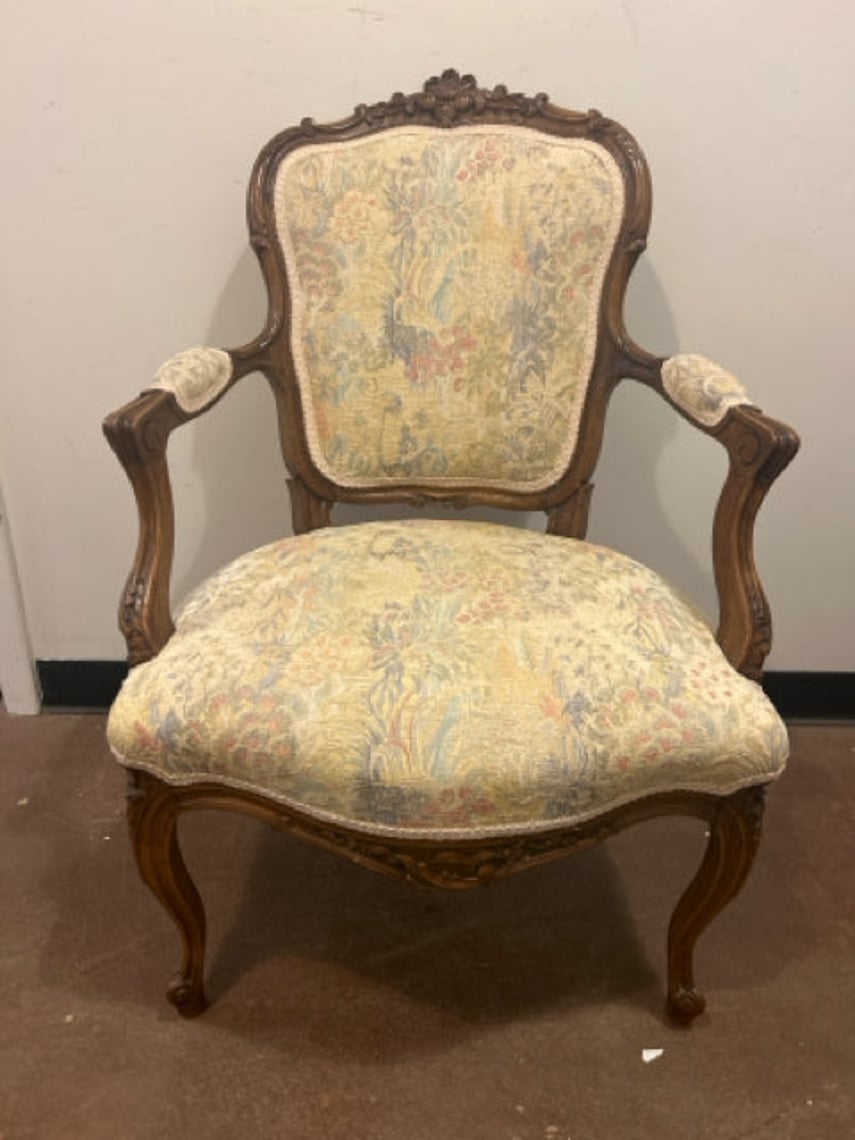 Vintage Pastel Upholstered Arm Chair | Turn the Tables | Northbrook, IL