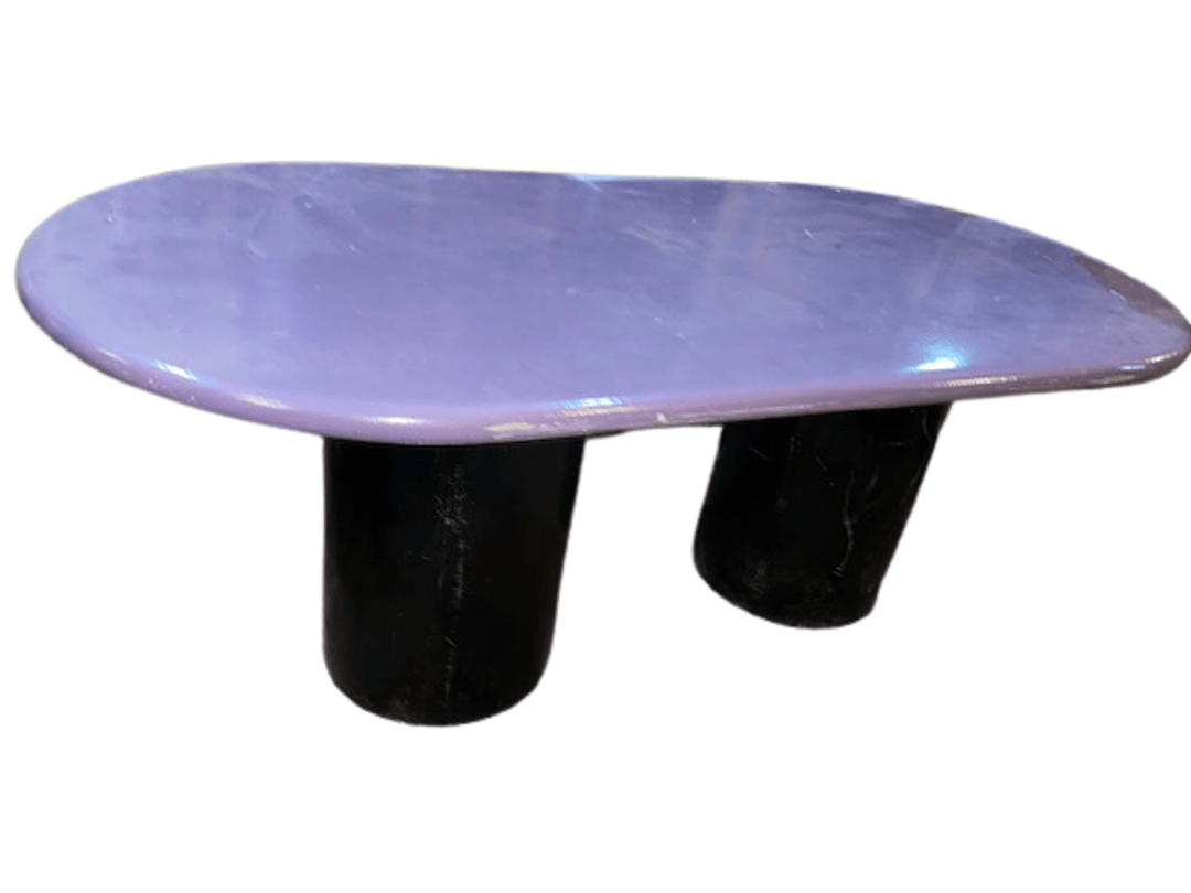 Postmodern Painted Raceway Shaped Dining Table with Double Black Drum ...