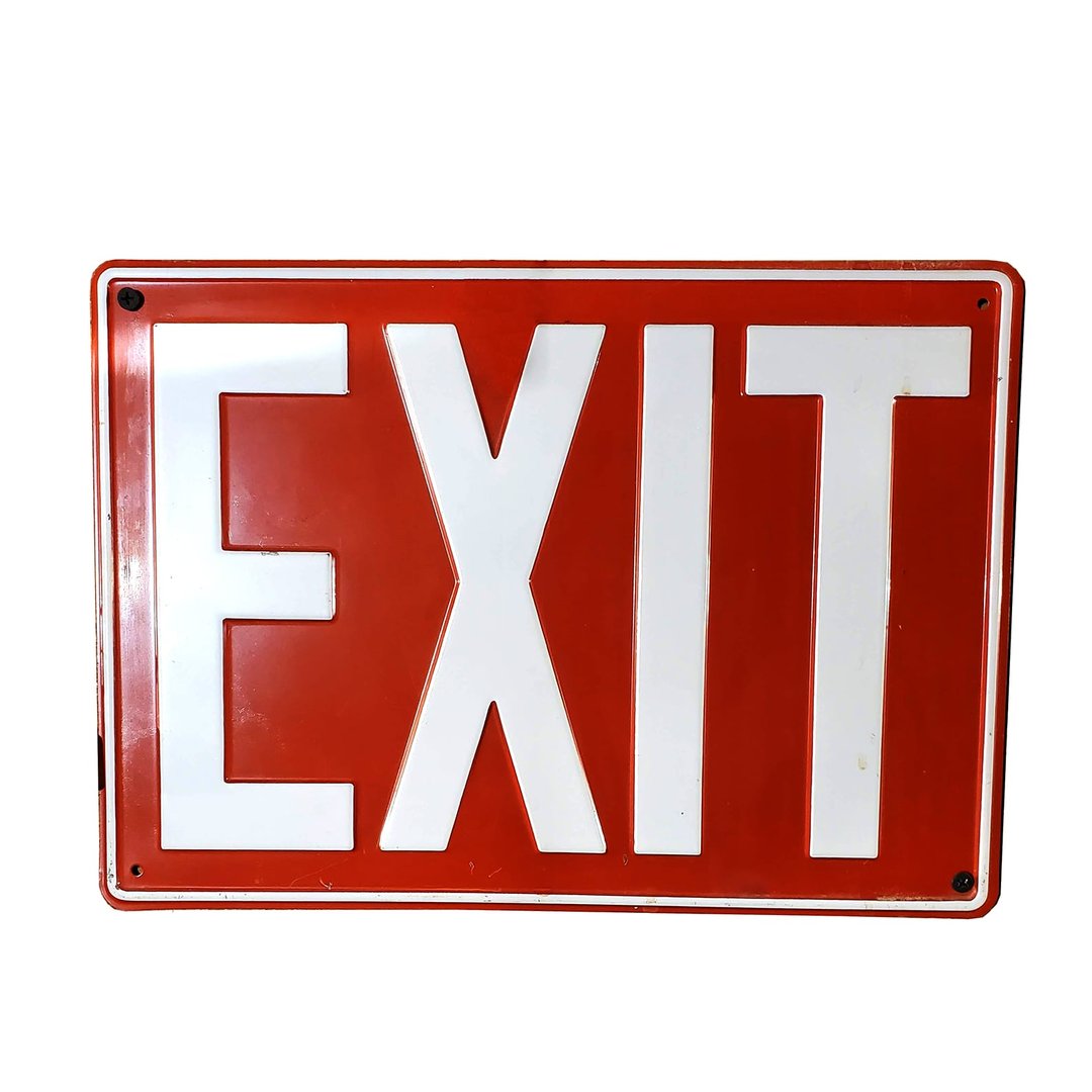 Stamped Red Metal Exit Sign | Aurora Mills | Aurora, OR