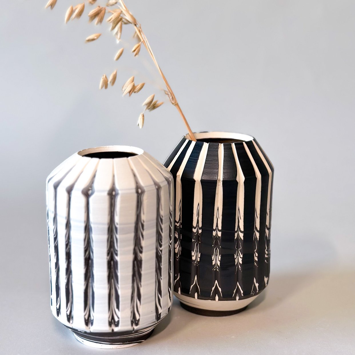 Cylindrical Marbled Fluted Vase - Made to Order | SampleHAUS - Los ...