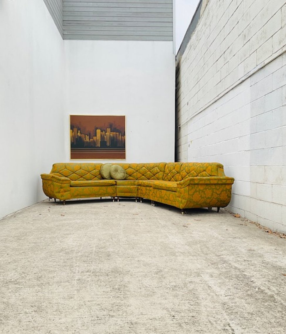 Green and Orange Floral MCM Sectional Couch | Revival Vintage | North ...