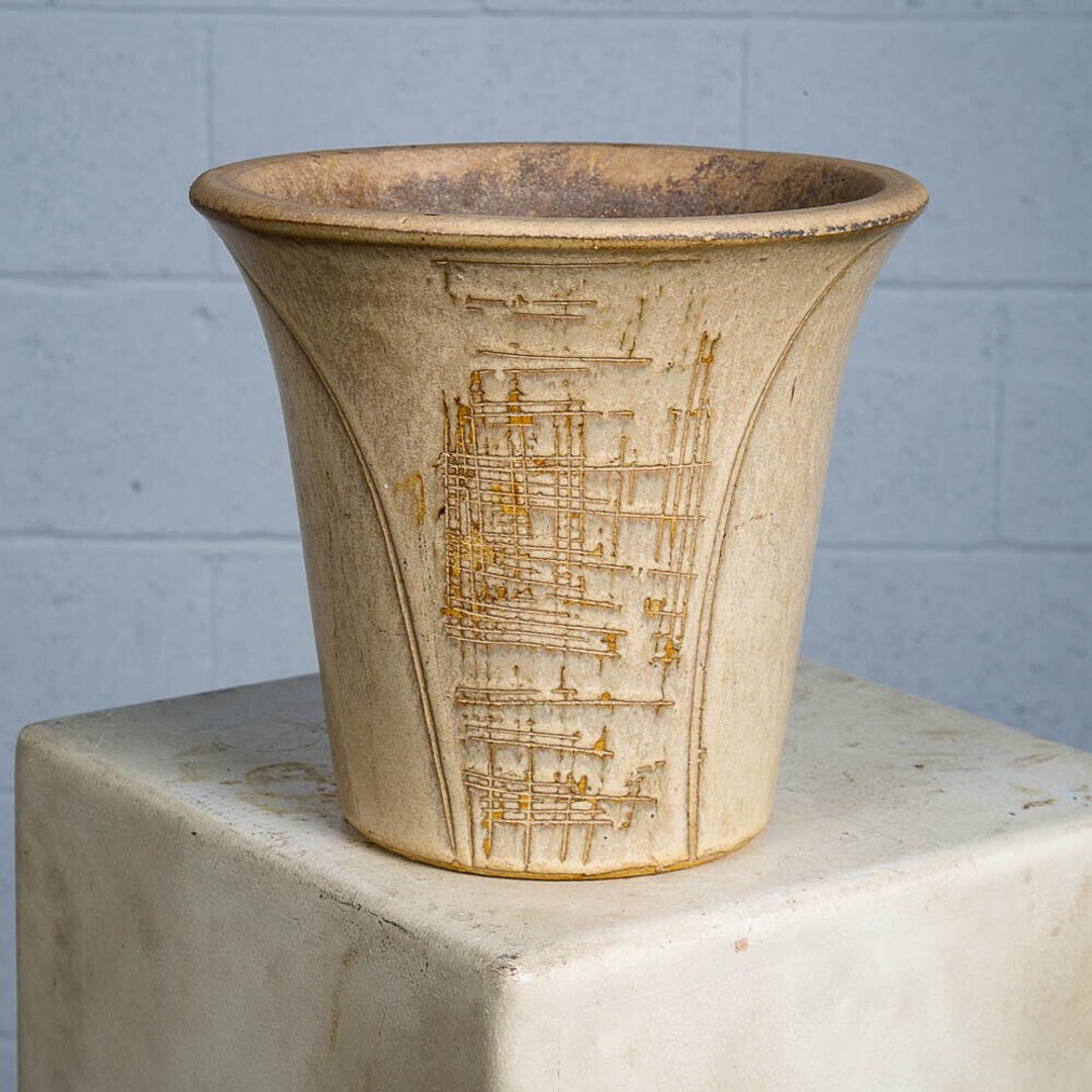 Mid Century Modern Planter Studio pottery Tan Grey Small Ceramic ...