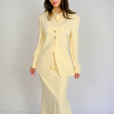 Vintage 90s Rena Rowan for Saville Pale Yellow Silk Pencil | The Vault ...