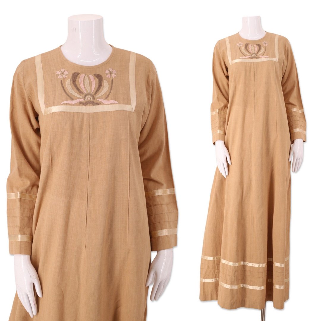 1970s JOSEFA caftan Dress M / vintage 70s embroidered boho peasant ...