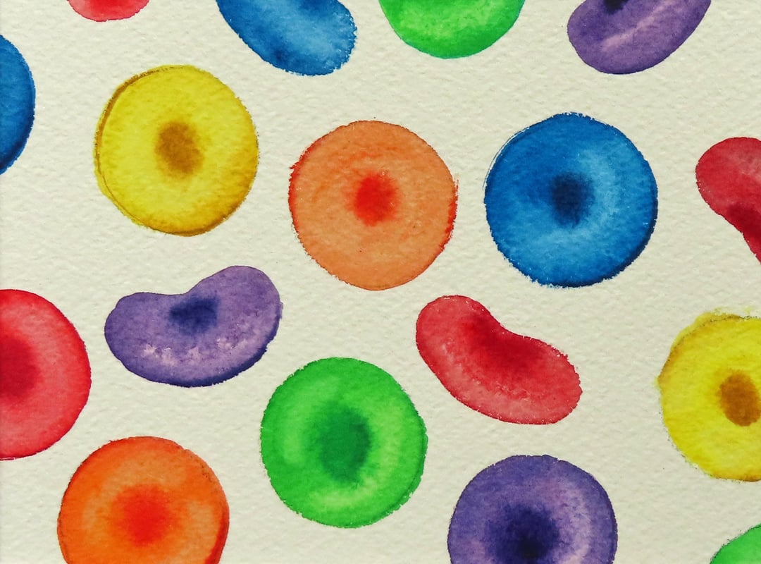 Rainbow Blood Cells - original watercolor painting - cell biology ...