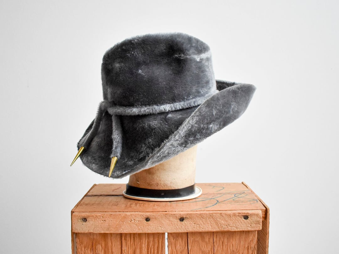 1960s Gray Fuzzy Fedora Hat | Milk & Ice | Baltimore, MD