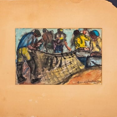 George Constantine Figural Group Watercolor | Showplace Antique ...