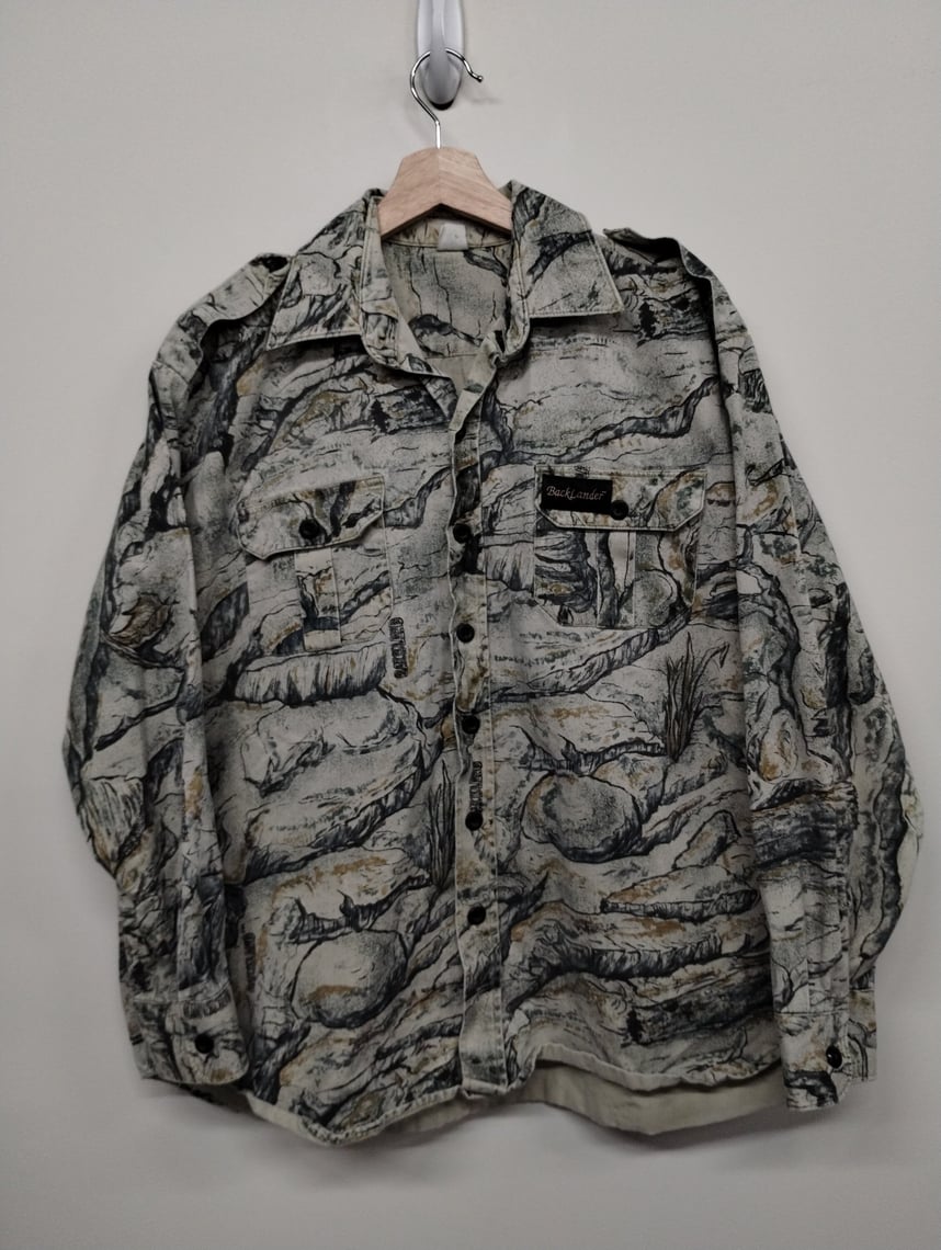 L 90’s Backlander Rock Camo Flannel OverShirt Large Shacket Cotton 1990 | Great Northern Vintage ...