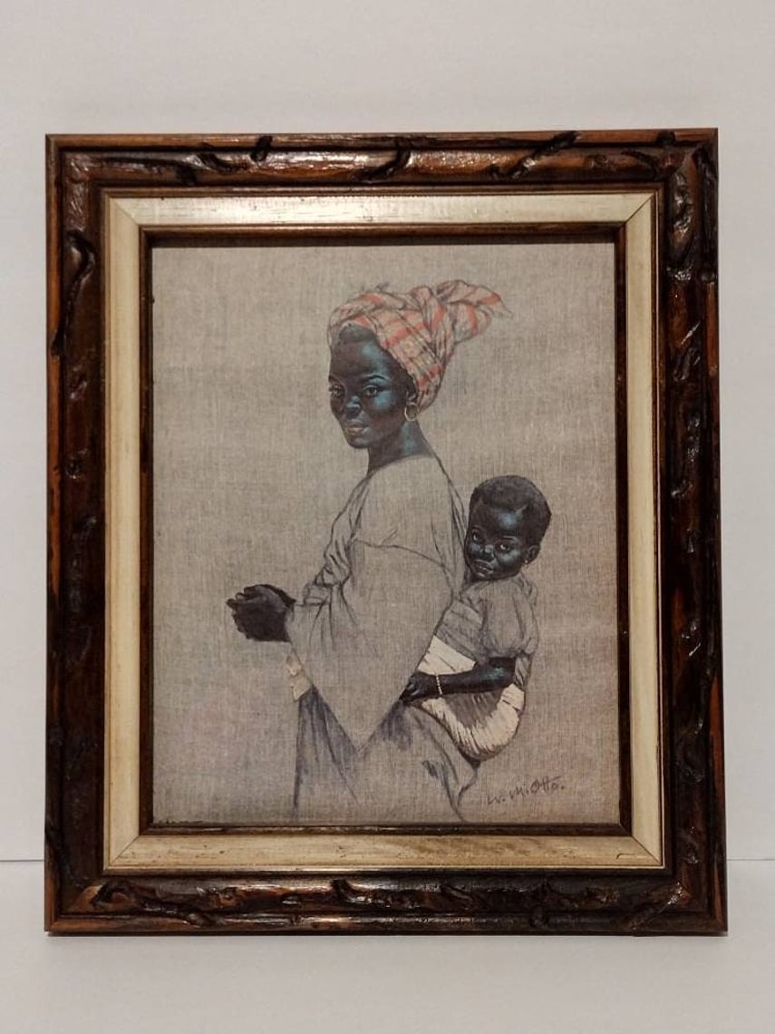 Vintage WM Otto Lithograph African Mother & Child 11x13 | Talon Vintage ...