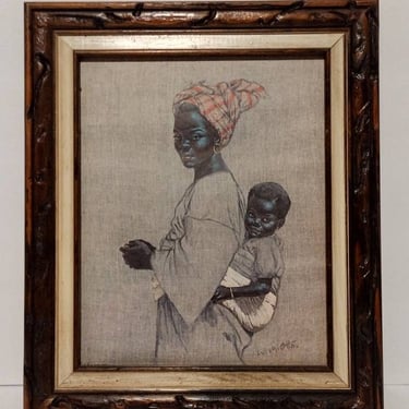 Vintage WM Otto Lithograph African Mother & Child 11x13 | Talon Vintage ...