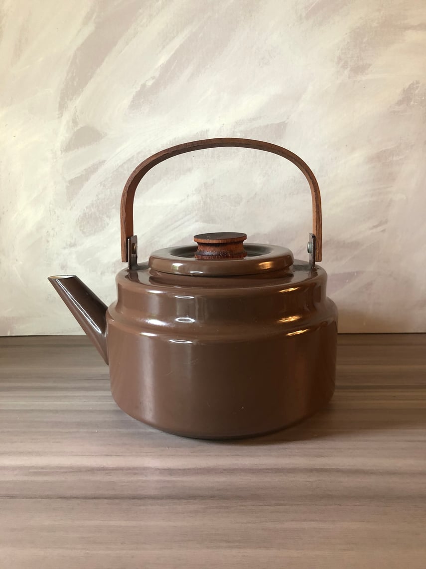 Vintage Chocolate Enamelware Tea Kettle, Dark Brown Tea Kettle or ...