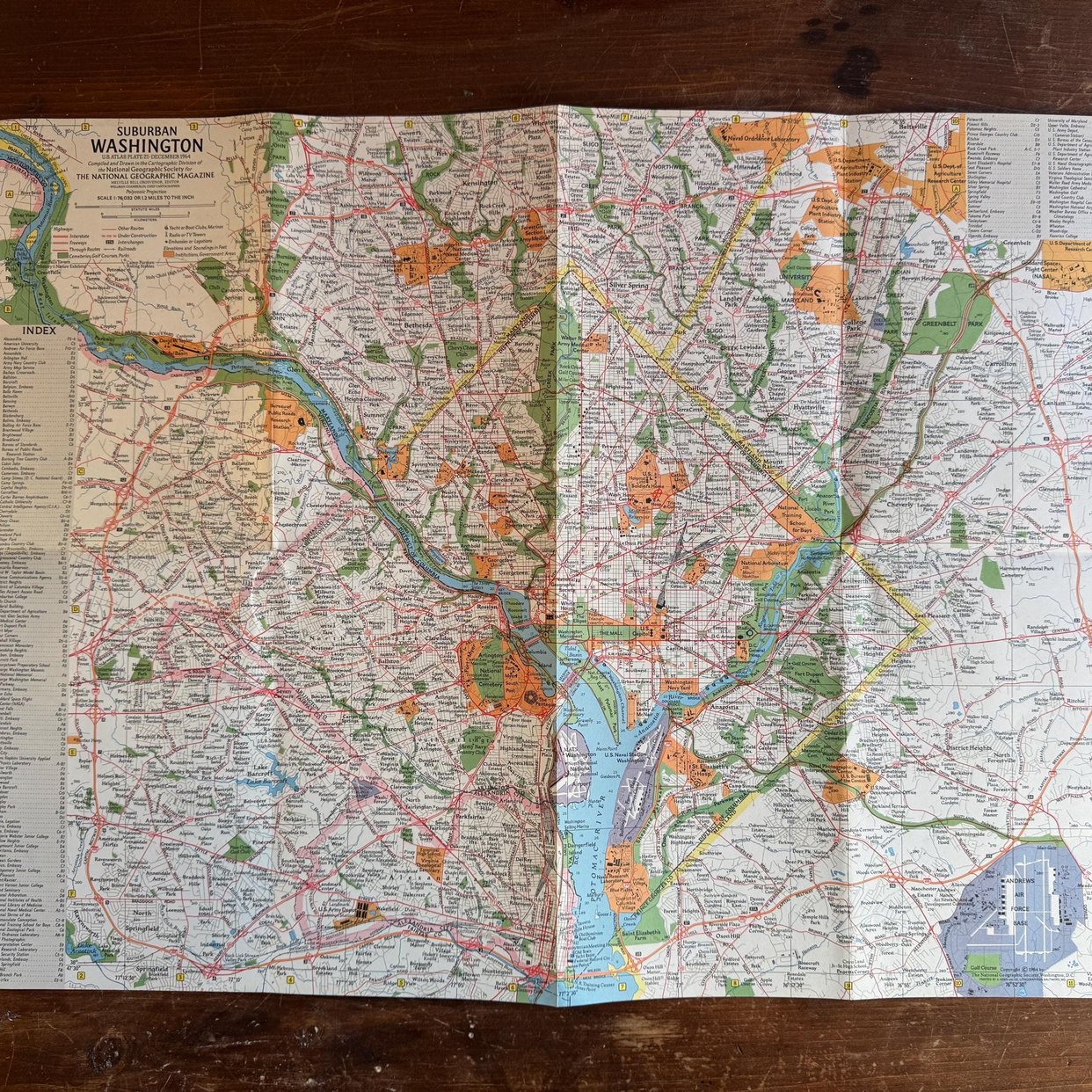 Suburban Washington Map — Tourist Washington Map — Vintage Washington ...