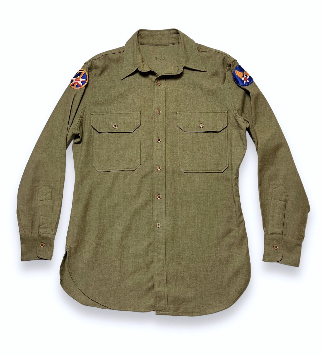 Vintage WWII USAAF Flannel Field Shirt 15 - 33 ~ OD ~ Military Uniform ...
