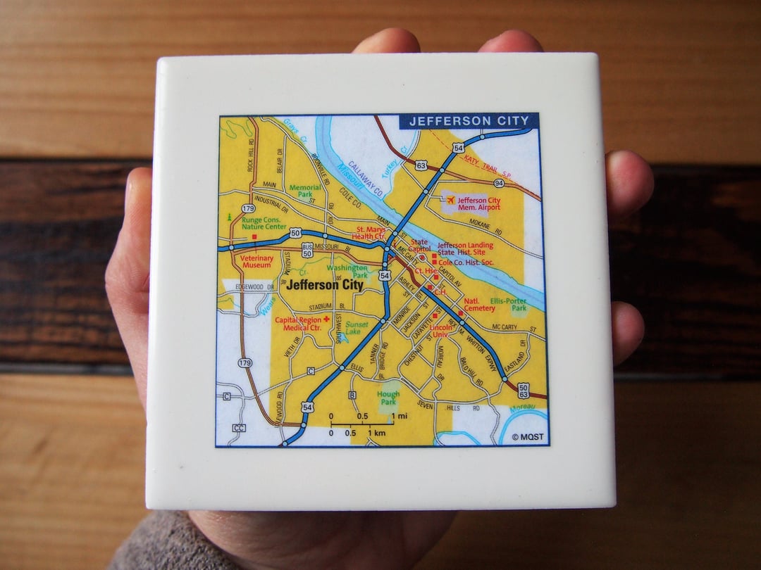 2004 Jefferson City Missouri Map Coaster. Jefferson City Map. City Gift ...