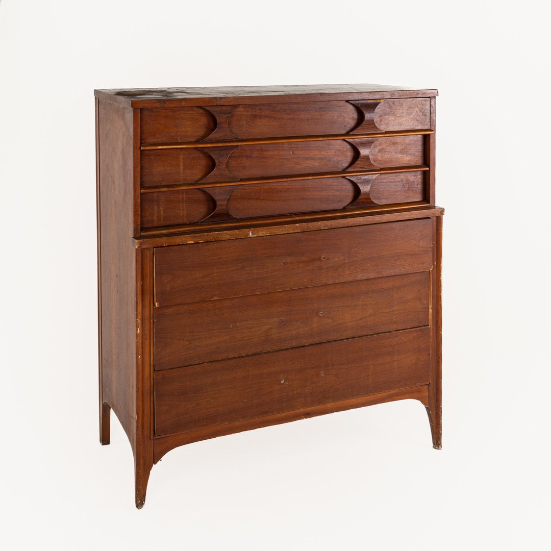 Kent Coffey Perspecta Mid Century Walnut and Rosewood 5 Drawer Highboy ...