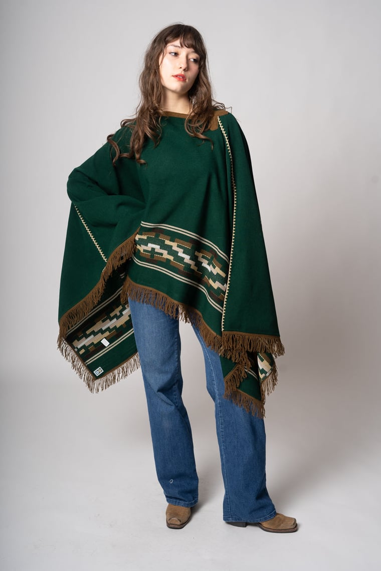 Hunter Green Poncho | Charm School Vintage | Austin, TX