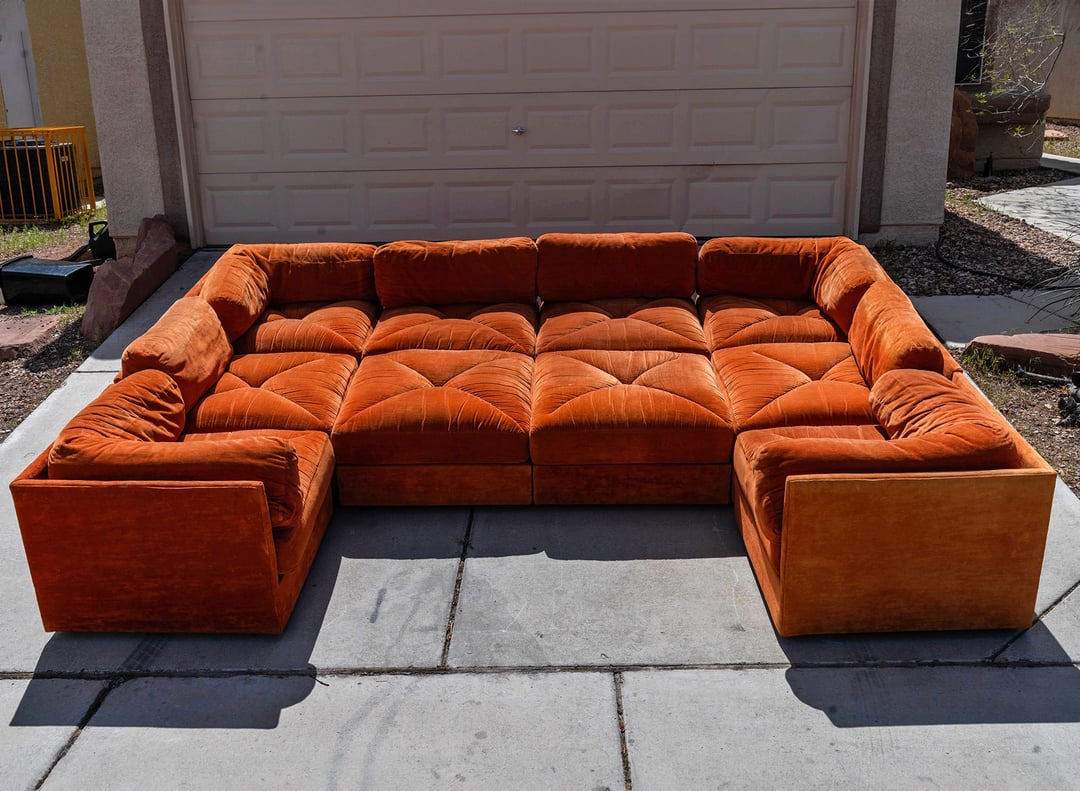 1976 Vintage Modular 10 Piece Sectional "Playpen" Pit Sofa by Selig ...