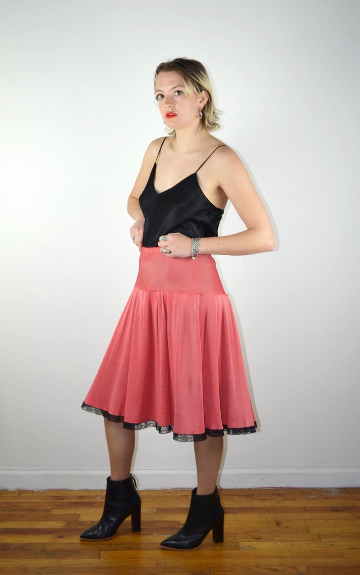Vintage 50s Crinoline Petticoat Pink Skirt Slip / 1950s Vintage Pleated ...