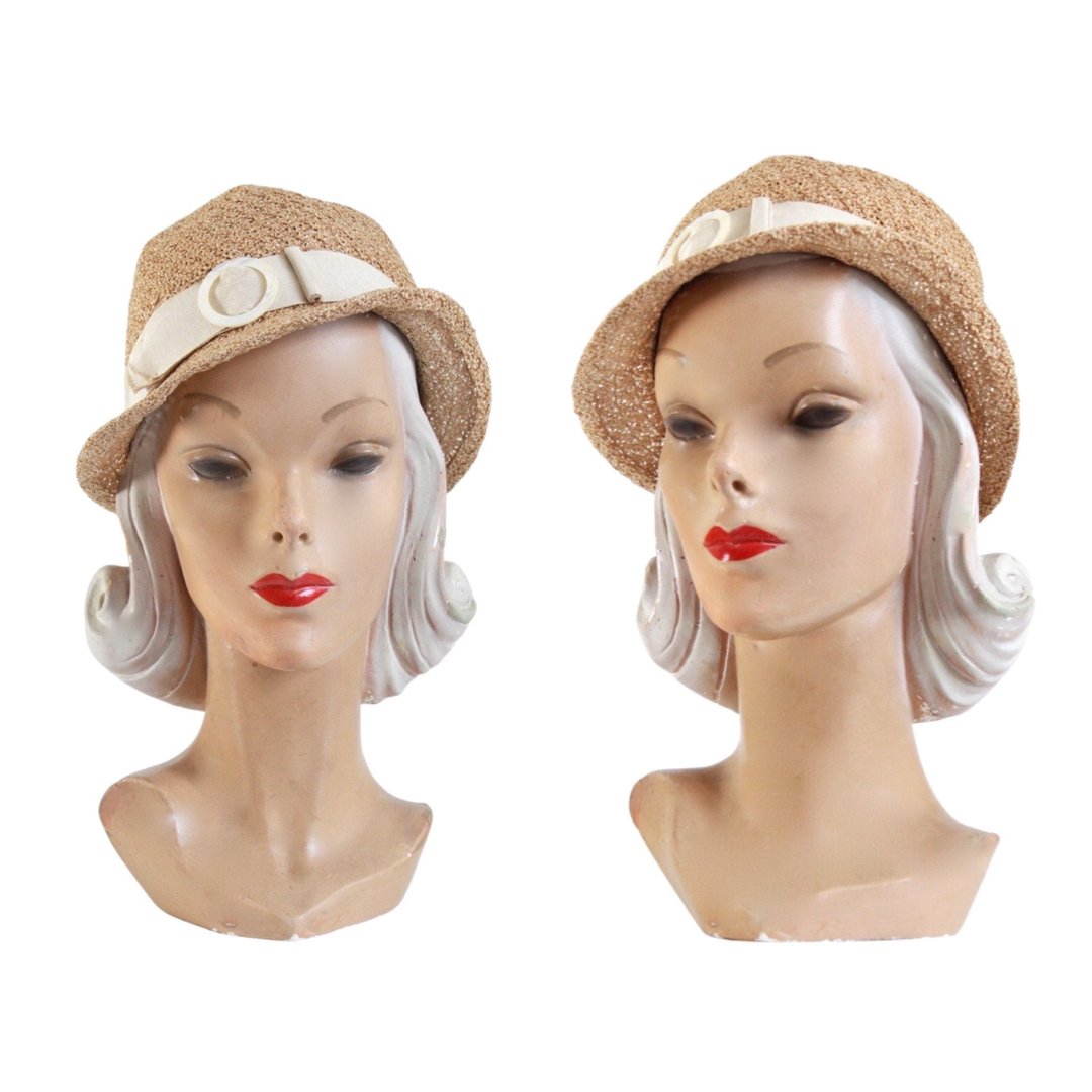 1920s Natural Straw Cloche with Ivory Ribbon Trim - 1920s | Veracious ...