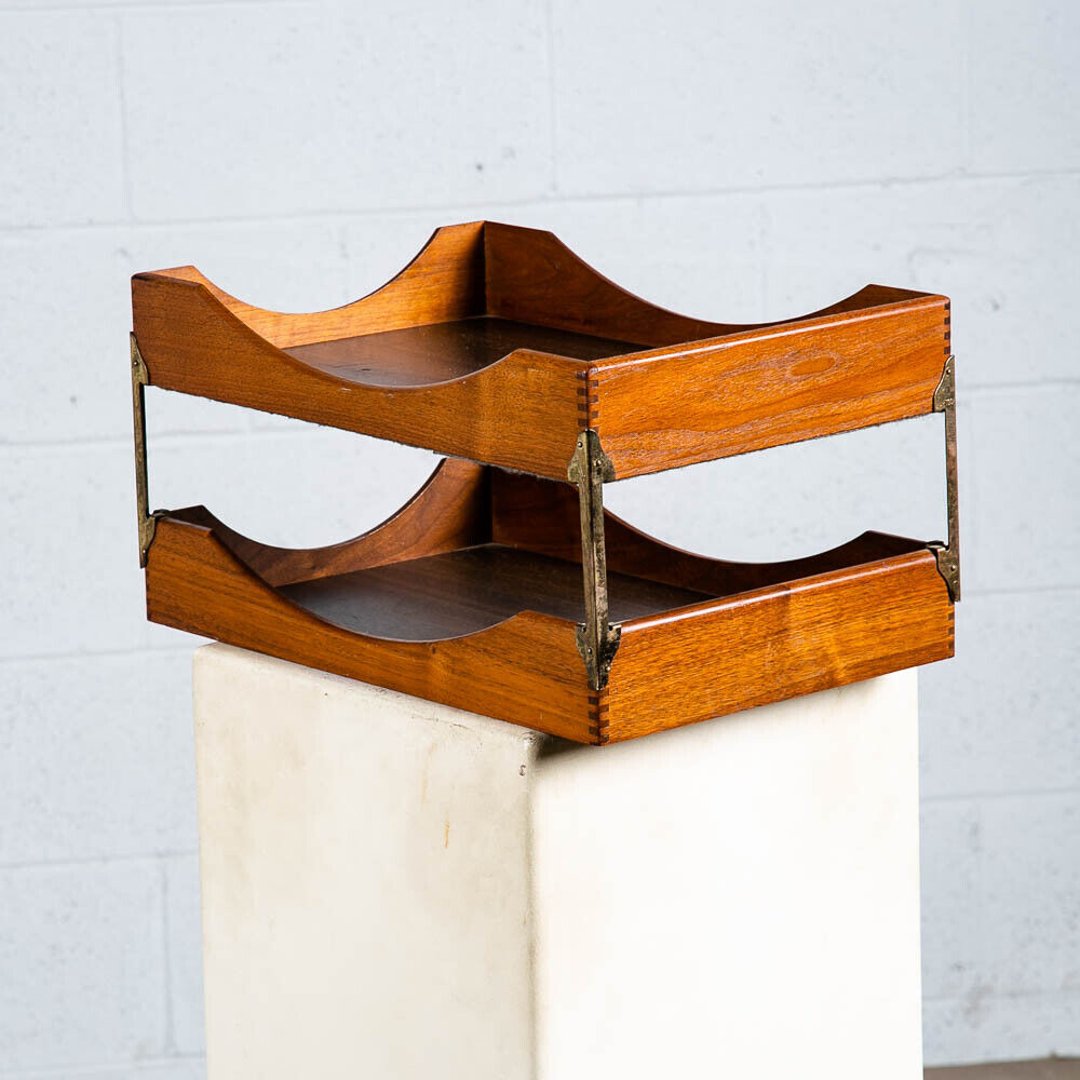 Mid Century Modern Paper Desk Organizer Decatur Industries 2 tier ...