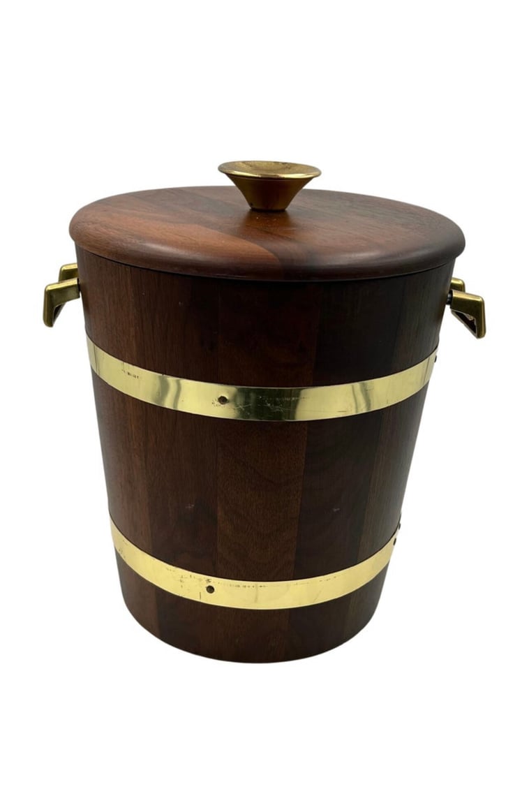 American Mid-Century Modern Solid Walnut & Brass Ice Bucket | Klassik ...