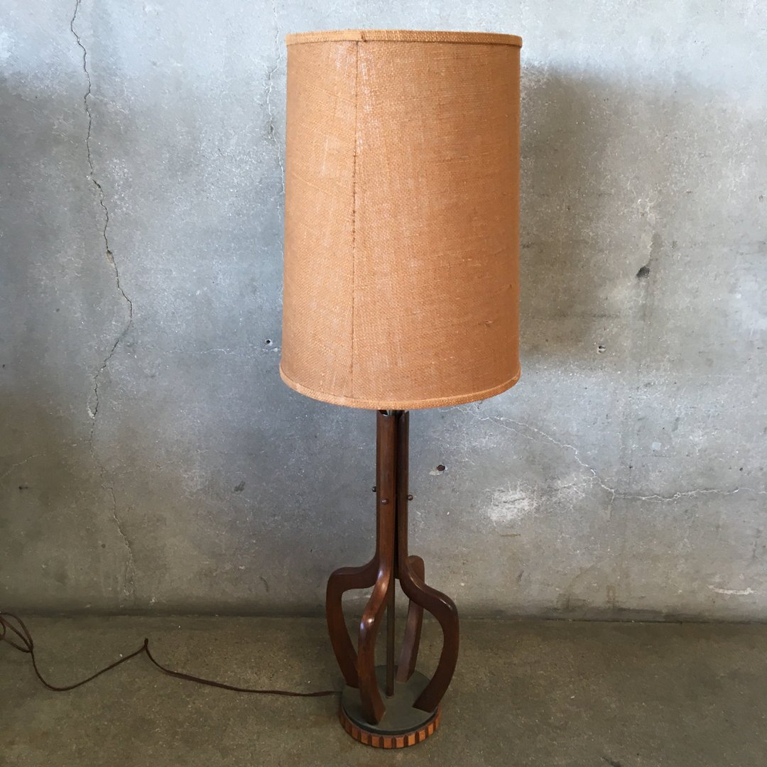 Mid Century Modern Walnut Table Lamp With Shade | Urban Americana ...