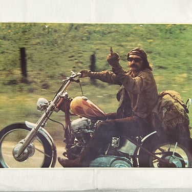 1970s Easy Rider Poster of Dennis Hopper on Motorcycle Giving | Mad Van ...