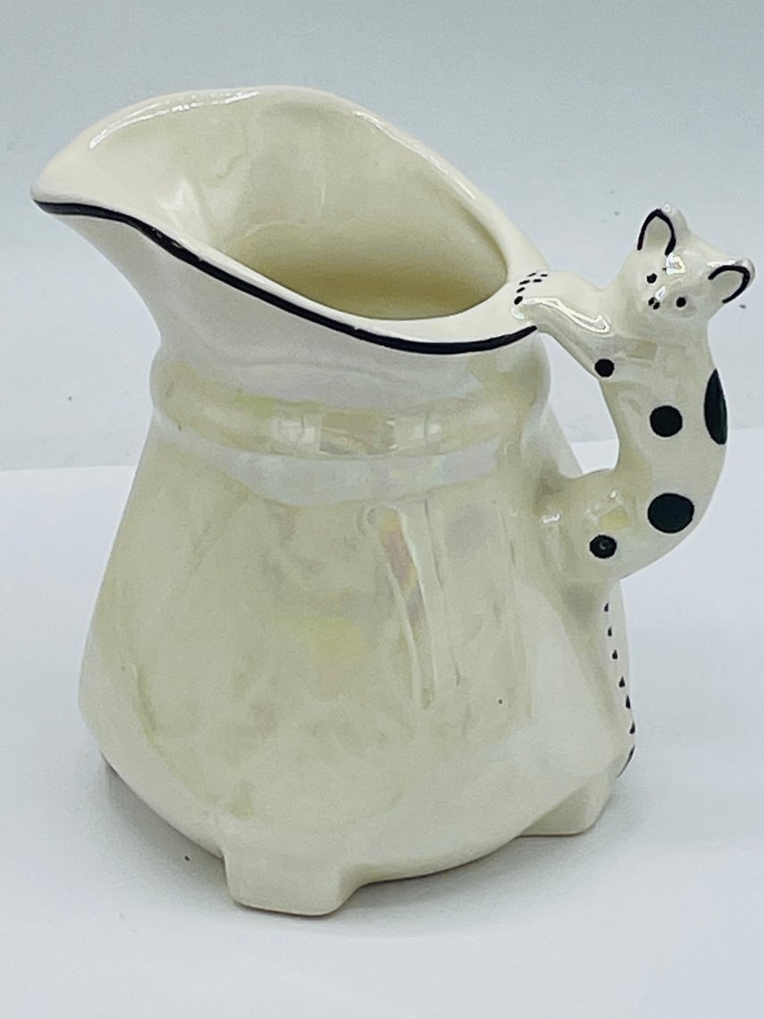 Vintage Czechoslovakia Cat Handle Pitcher/Creamer Iridescent/Opalescent ...