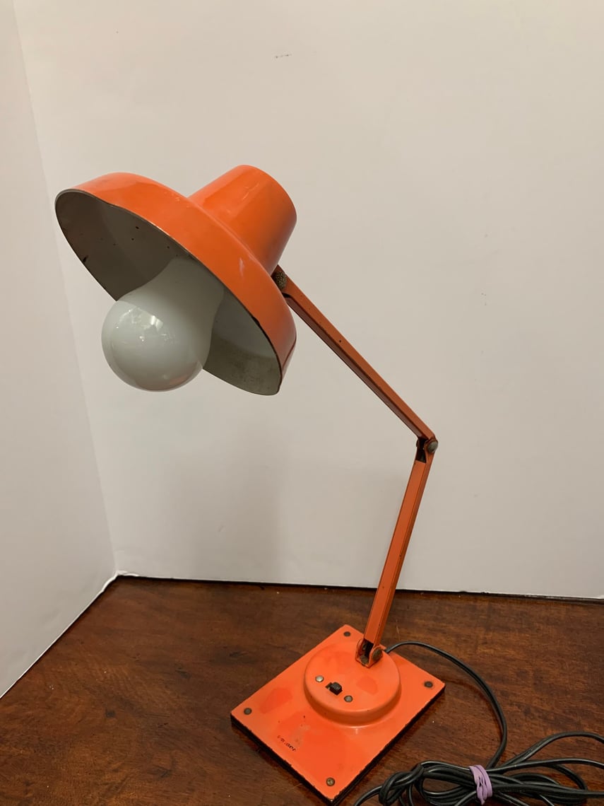 Vintage Mid Century Modern Tenson Fire Orange Desk Lamp | MOB Vintage ...