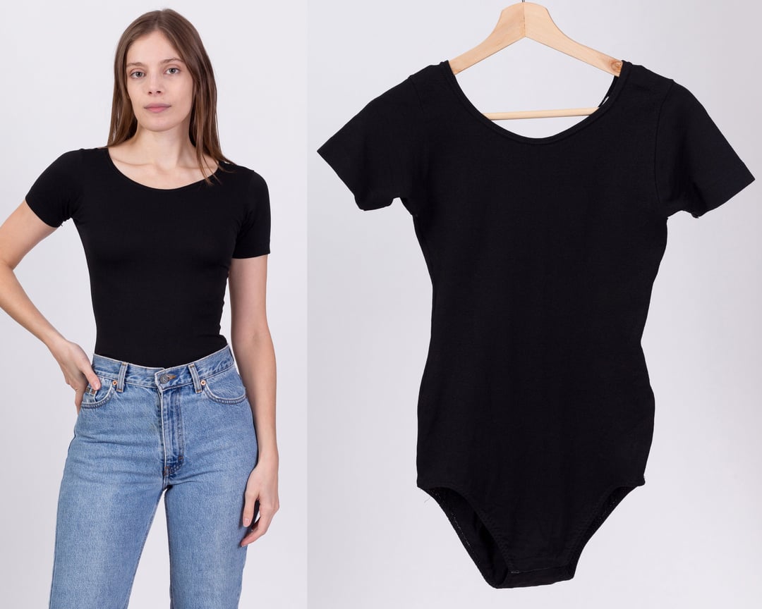 80s Danskin Black Bodysuit Top - Petite XS | Vintage Scoop | Flying ...