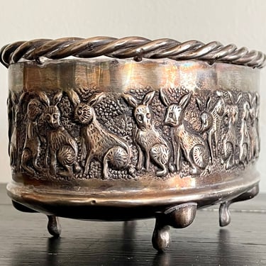 Oval Repousse Footed Bowl with Rabbit Motif | Bunnies | | Piccadilly ...