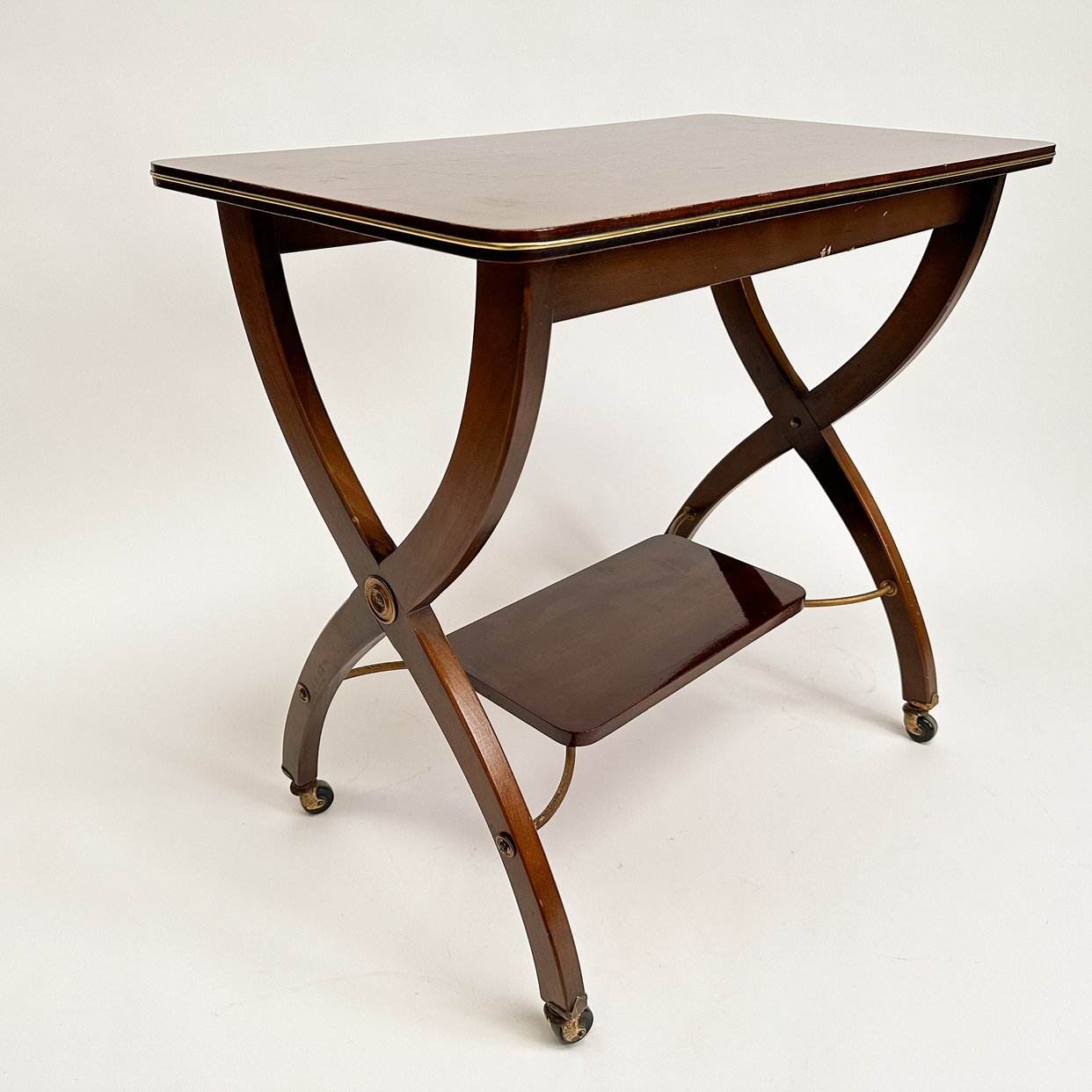 Vintage Mid-century Side Table on Wheels, Midcentury Modern ...