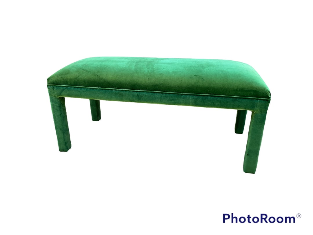 Gorgeous vintage emerald green upholstered bench - all new foam ...