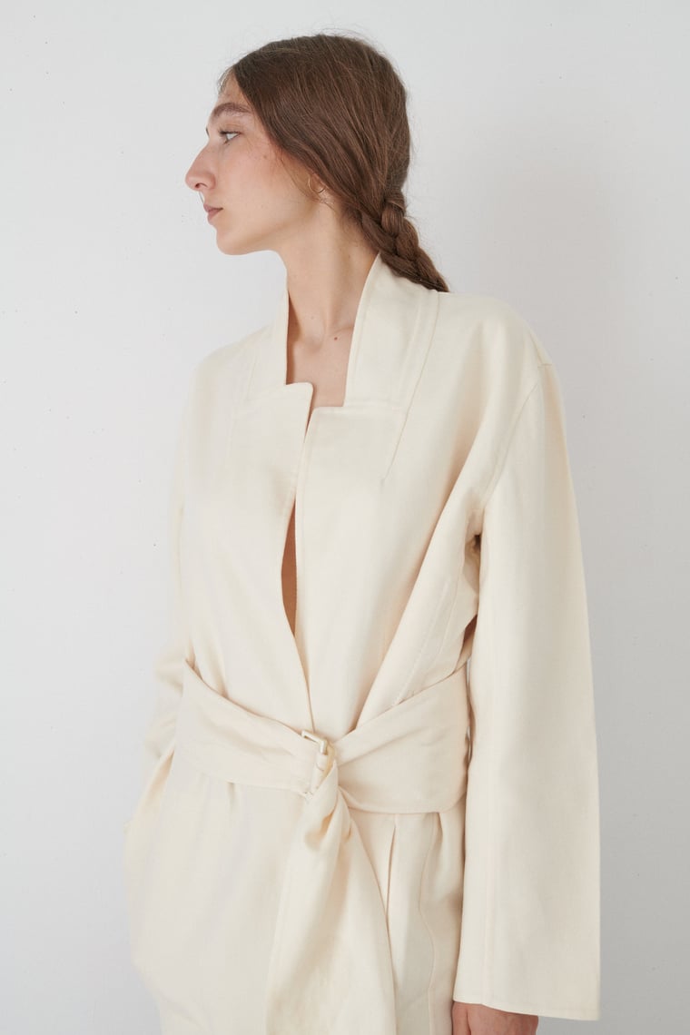 Hermés Ivory Cashmere Wrap Coat | Desert Vintage | Tucson, AZ