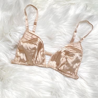 Vintage 1980s Bra / 80s Taupe Satin Bralette / Nude ( small S ) | La ...