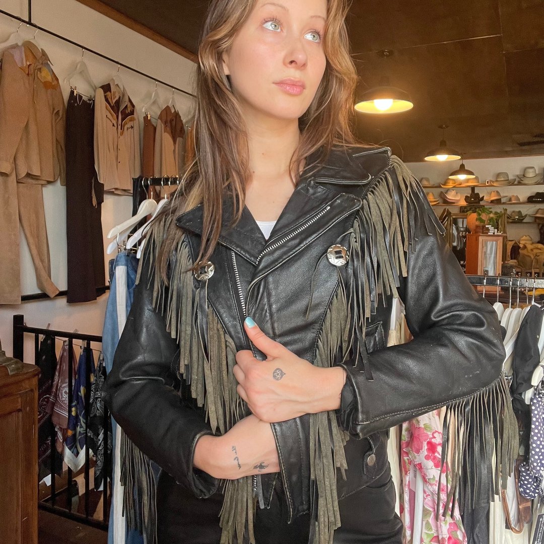 Wilsons Suede and Leather Fringe Concho Leather Jacket Wilsons Suede and Leather Fringe Concho Leather Jacket